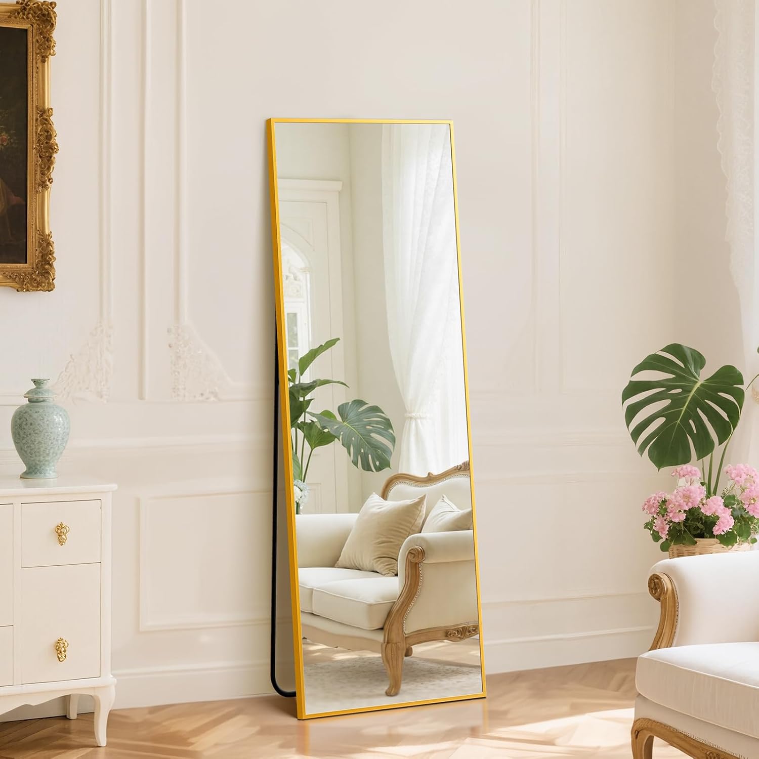 Arched Full Length Mirror with Stand Floor Standing Aluminum Frame for ...