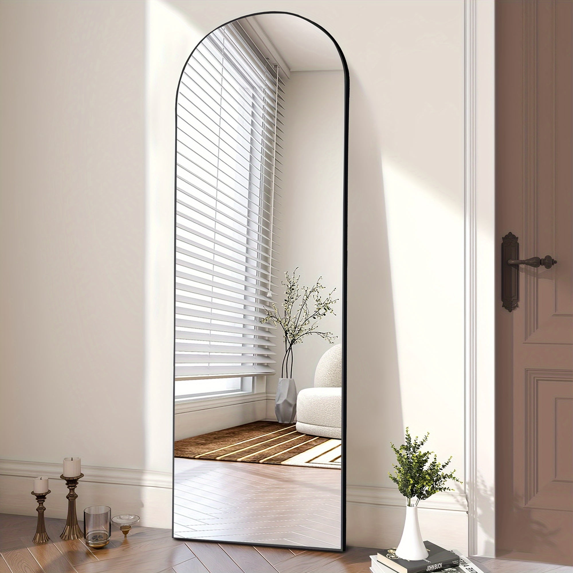 Arched Full Length Mirror with Free Standing & Leaning/Hanging Mount ...
