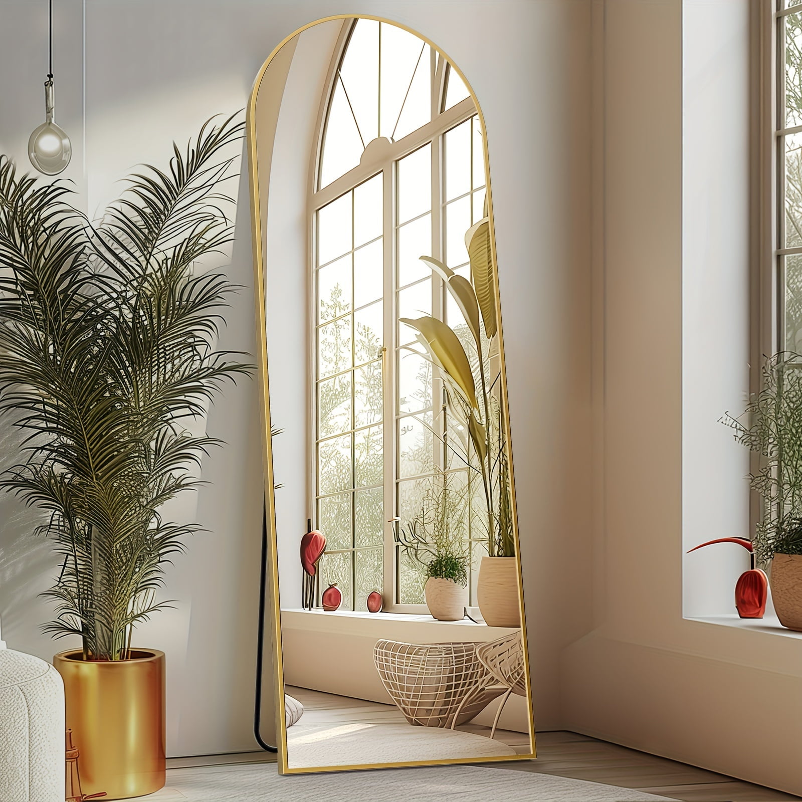 Arched Full Length Mirror with Free Standing & Leaning/Hanging Mount ...