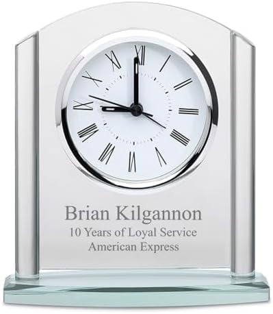 | Arched Glass Personalized Desk Clock with Silver Accents and Engraving - Walmart.com