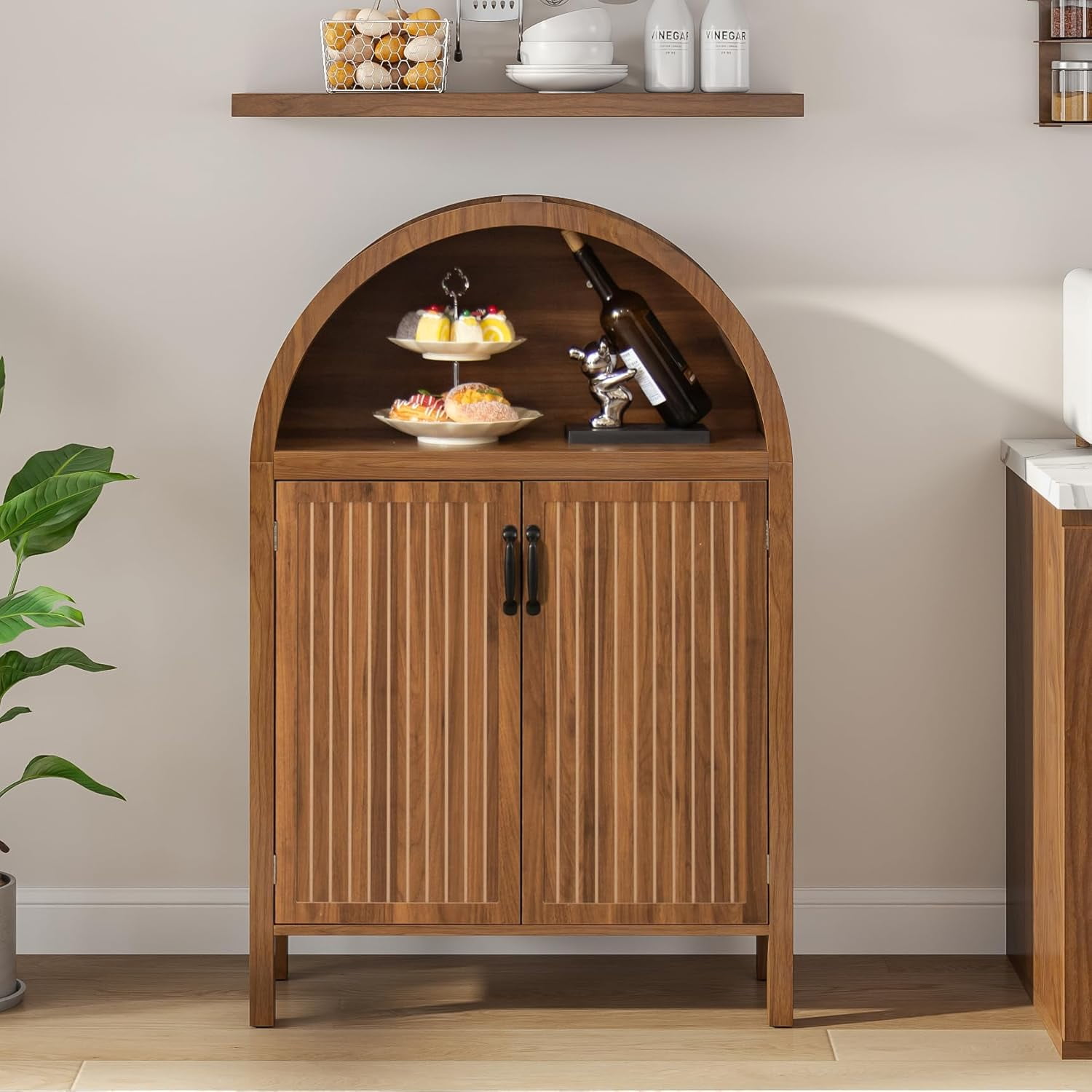 Arched Kitchen Cabinet Storage, Farmhouse Small Kitchen Pantry Cabinet ...