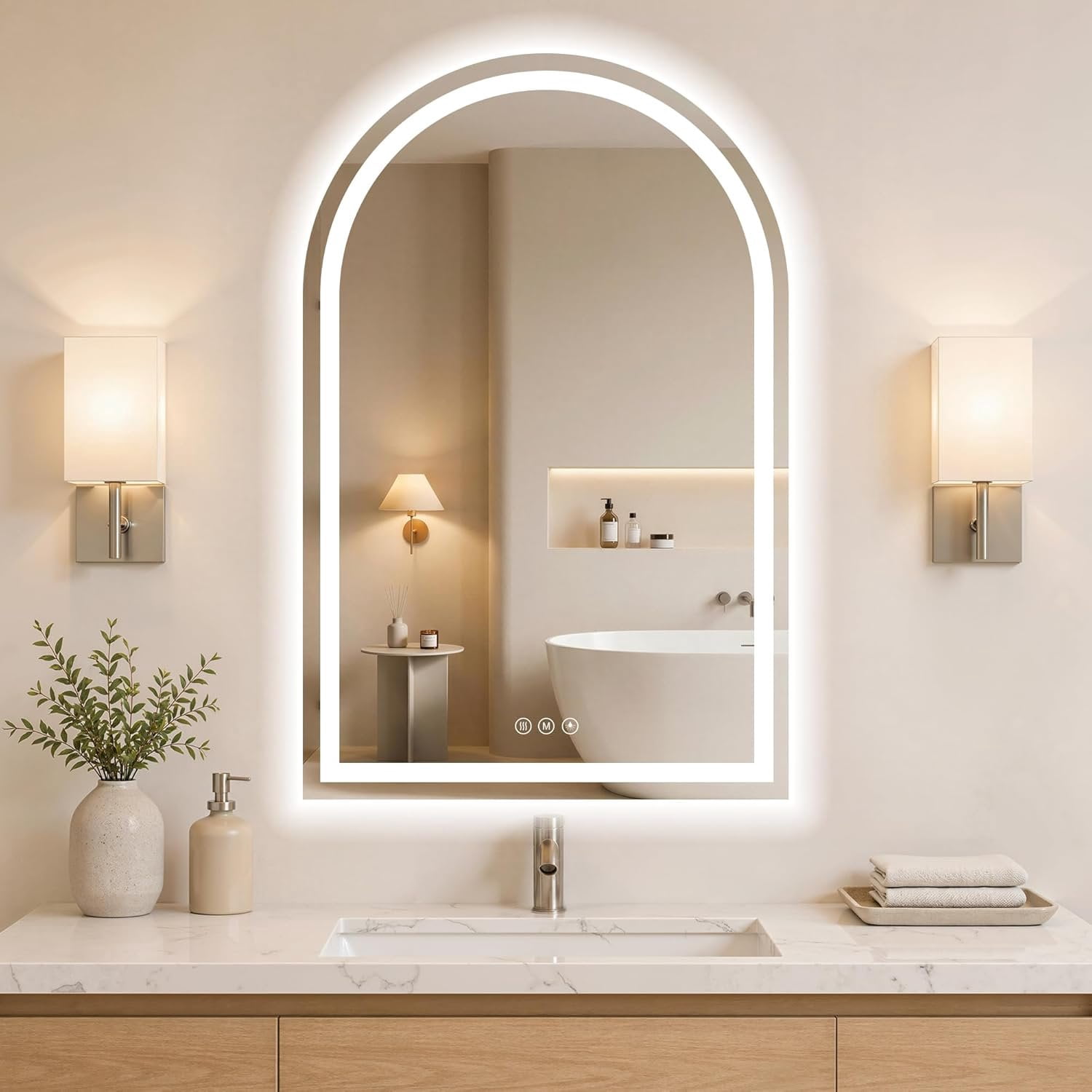 Arched LED Bathroom Mirrors with Lights 24"x36" LED Mirror for Bathroom ...