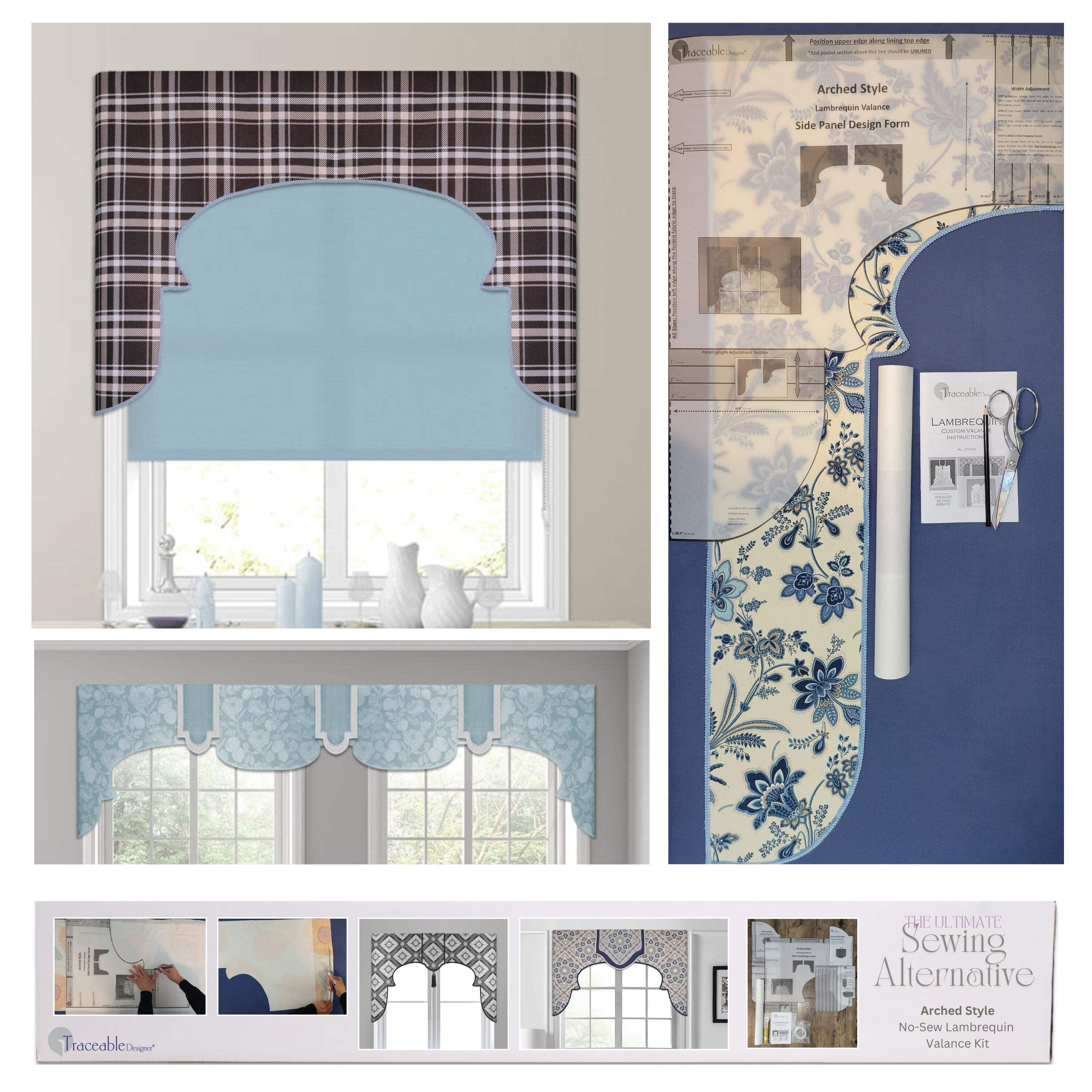Arched Lambrequin Valance Kit for Bedroom, Living Room, Kitchen, DIY No ...