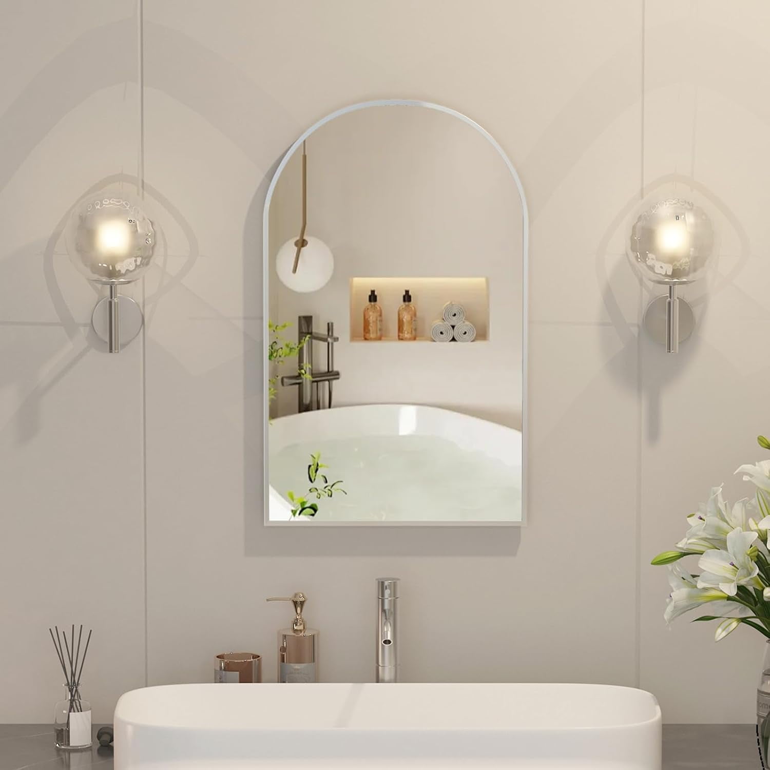 Arched Medicine Cabinet with Mirror,Recessed Medicine Cabinet Mirrors for Bathroom Mirror with ...