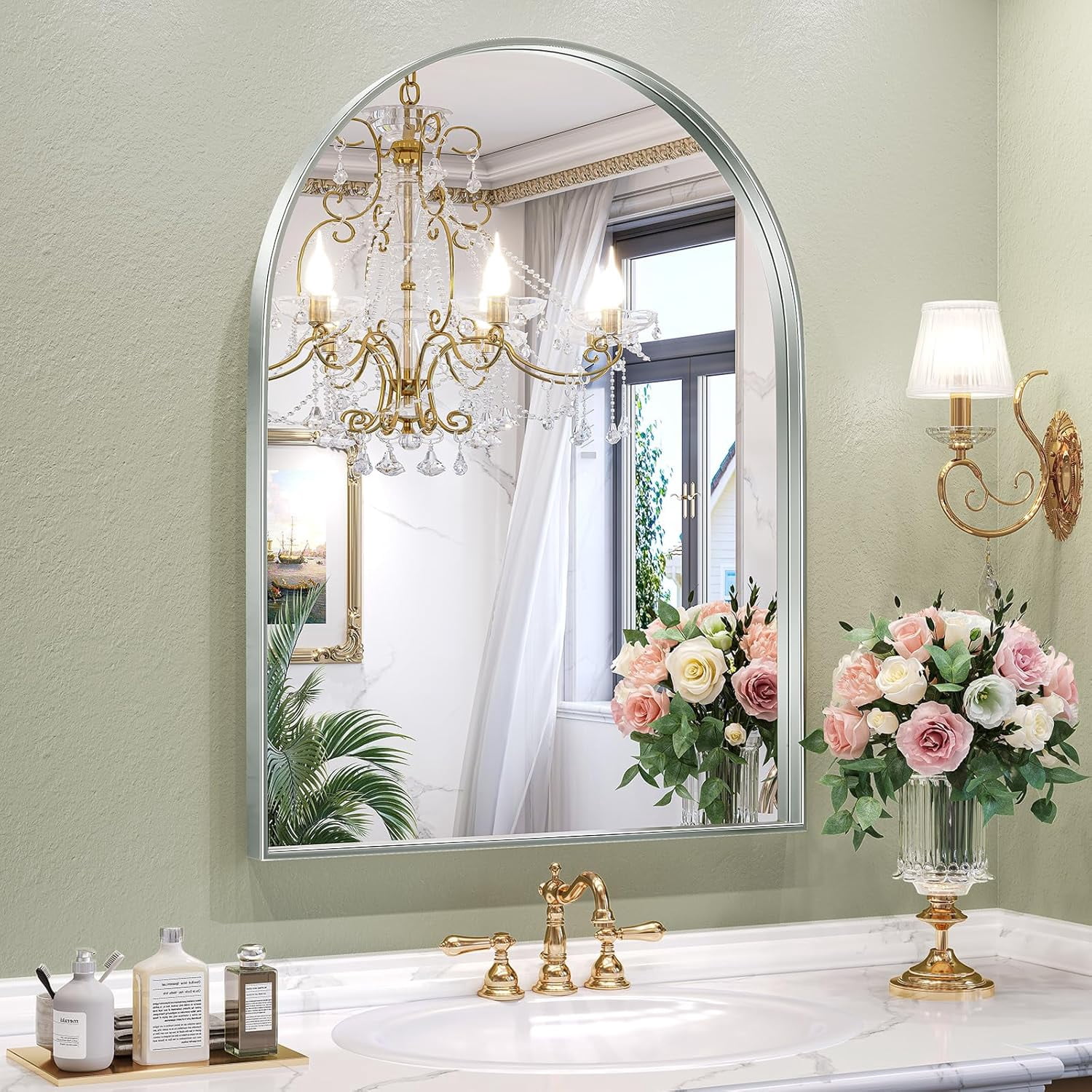 Arched Mirror, Arched Wall Mirror, 26 x 38 Inch Silver Arch Mirror ...