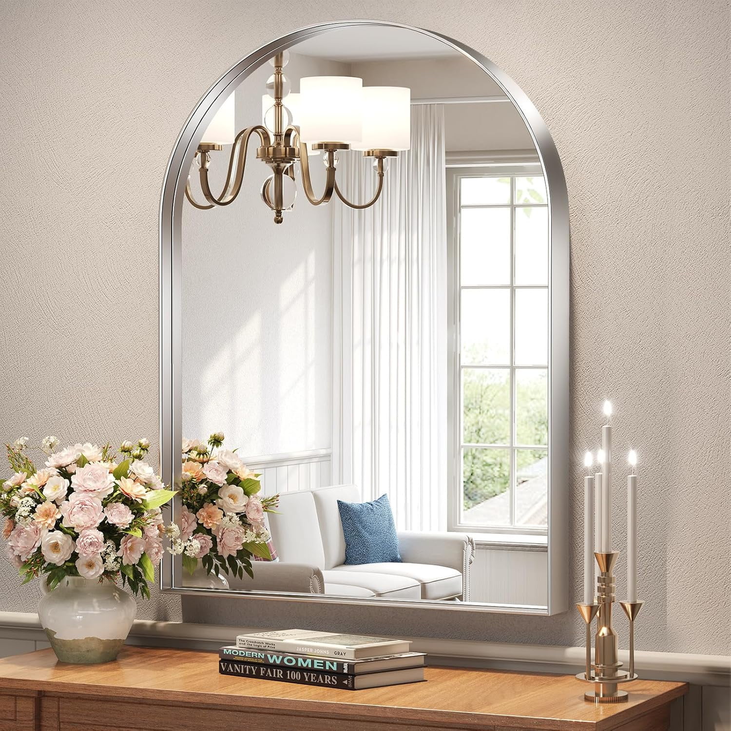Arched Mirror, Arched Wall Mirror, 26 x 38 Inch Silver Arch Mirror ...