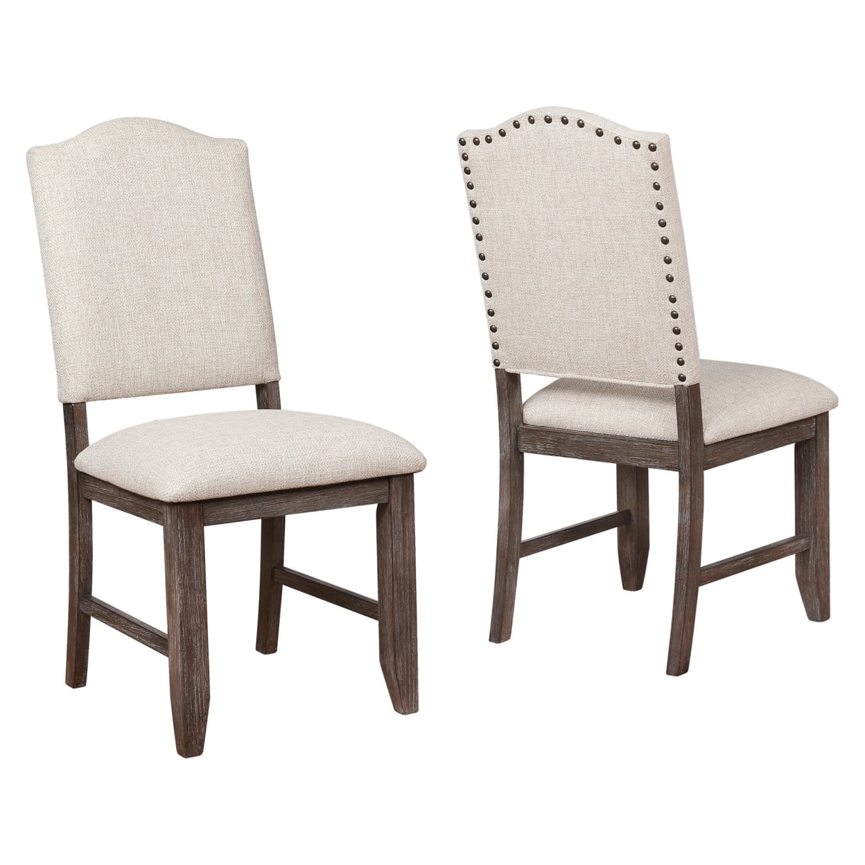 Arched Open Back Side Chair with Nailhead Accents,Set of 2, Beige and ...