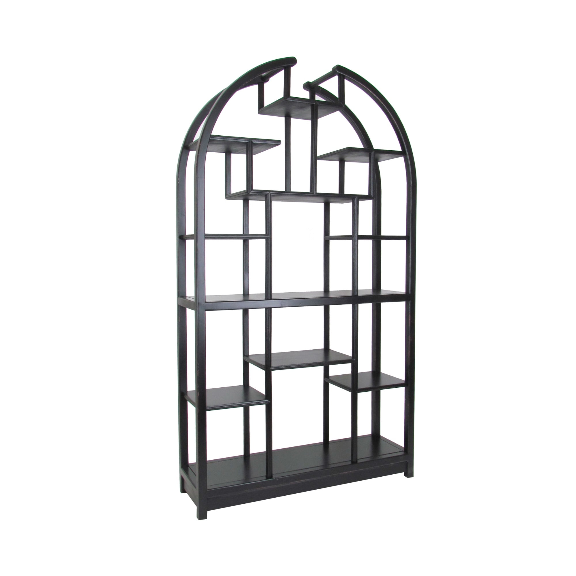 Arched Shape Display Unit with Multiple Shelves, Antique Black ...