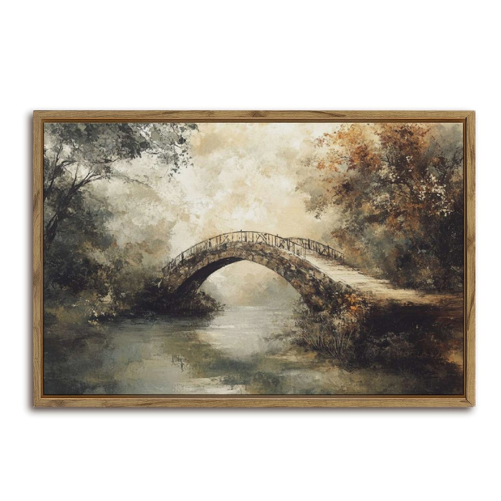 Arched Stone Bridge View Horizontal Canvas Wall Art with Lightweight ...