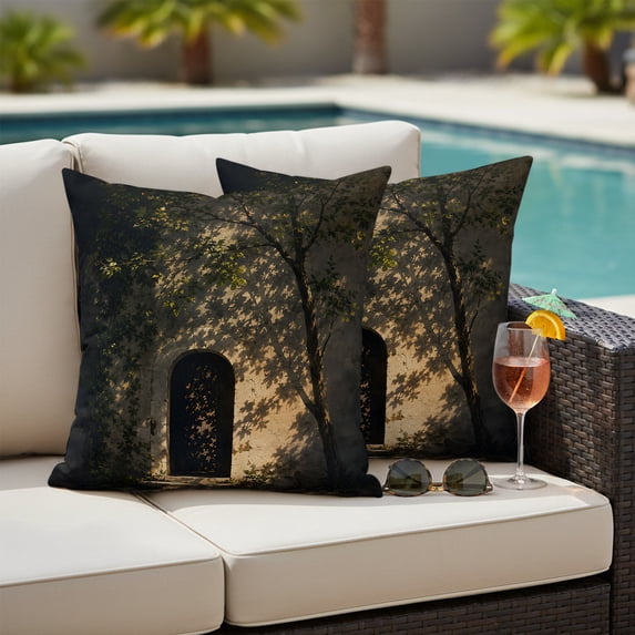 Arched Stone Doorway Outdoor Waterproof Throw Pillow Covers Set of 2 ...