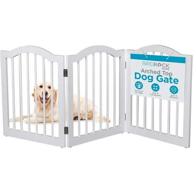 Arched Top Dog Gate | 3 Panel, 24" H Wooden Pet Barrier for Dogs or ...