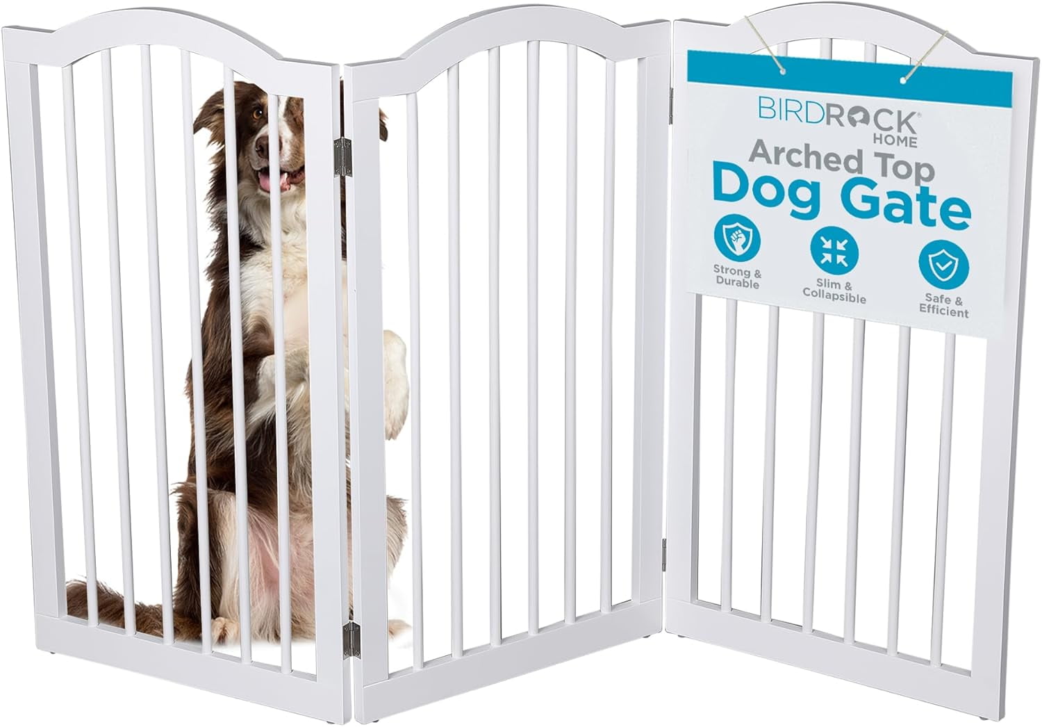 Arched Top Dog Gate | 3 Panel, 36" H Wooden Pet Barrier for Dogs or ...