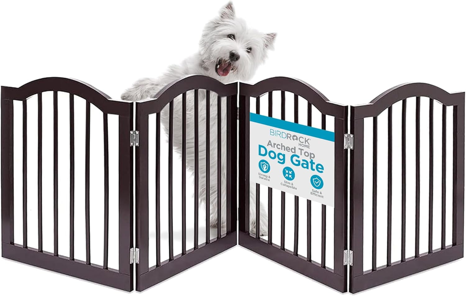 Arched Top Dog Gate | 4 Panel, 24" H Wooden Pet Barrier for Dogs or ...