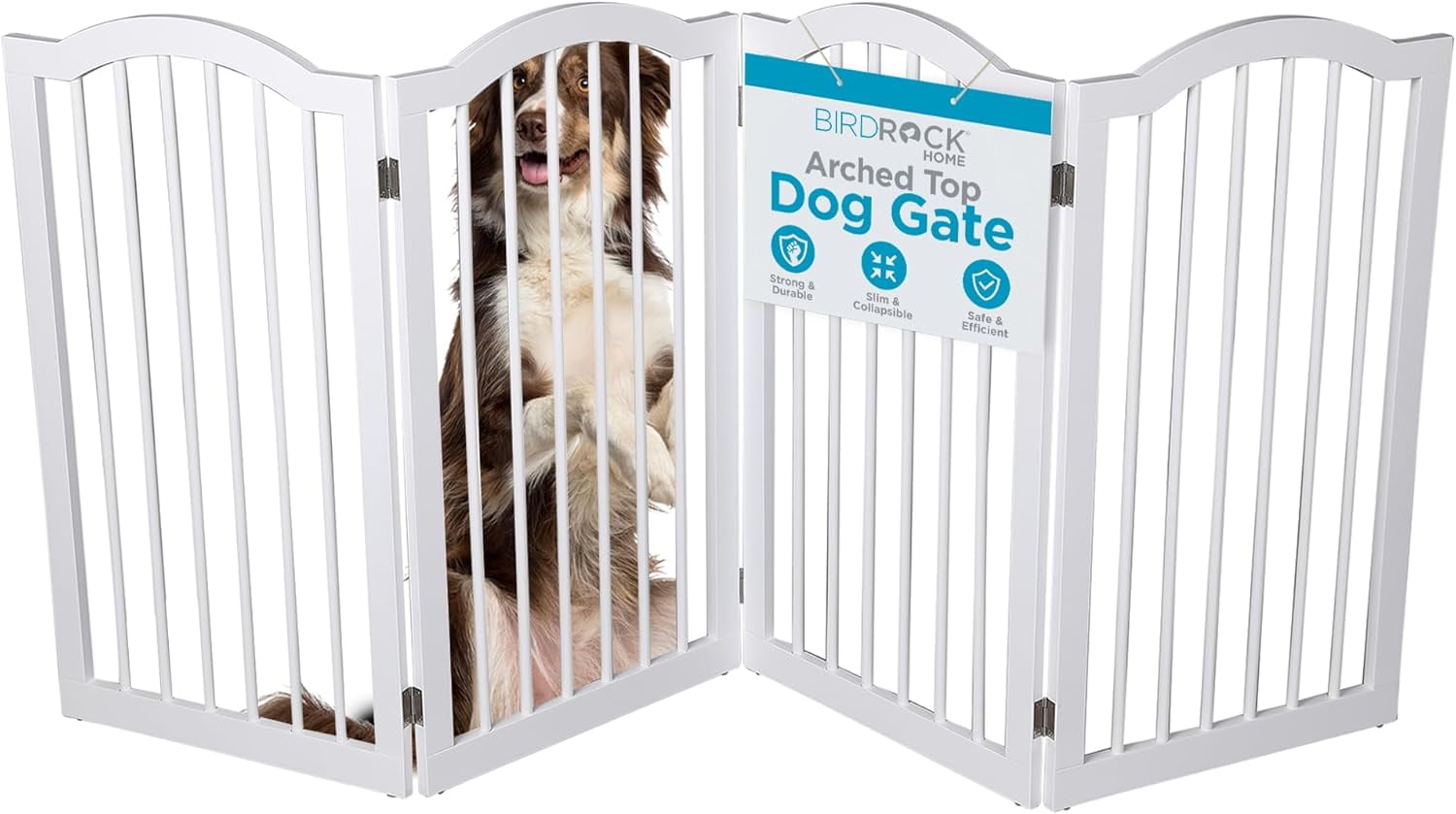 Arched Top Dog Gate | 4 Panel, 36" H Wooden Pet Barrier for Dogs or ...