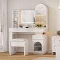 Arched Vanity Desk with Mirror and Lights, White Makeup Vanity Table ...