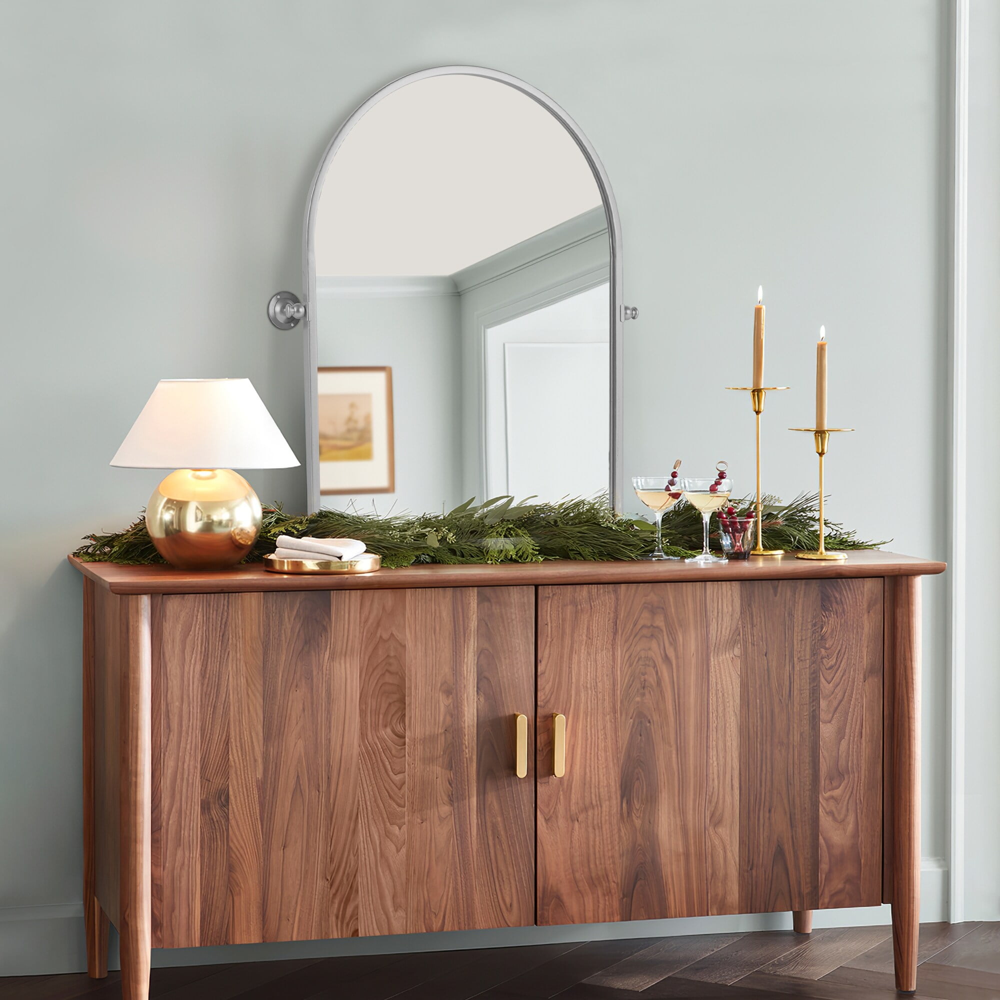 Arched Vintage Pivoting Wall Mirror 36"H×24"W Silver - Walmart.com