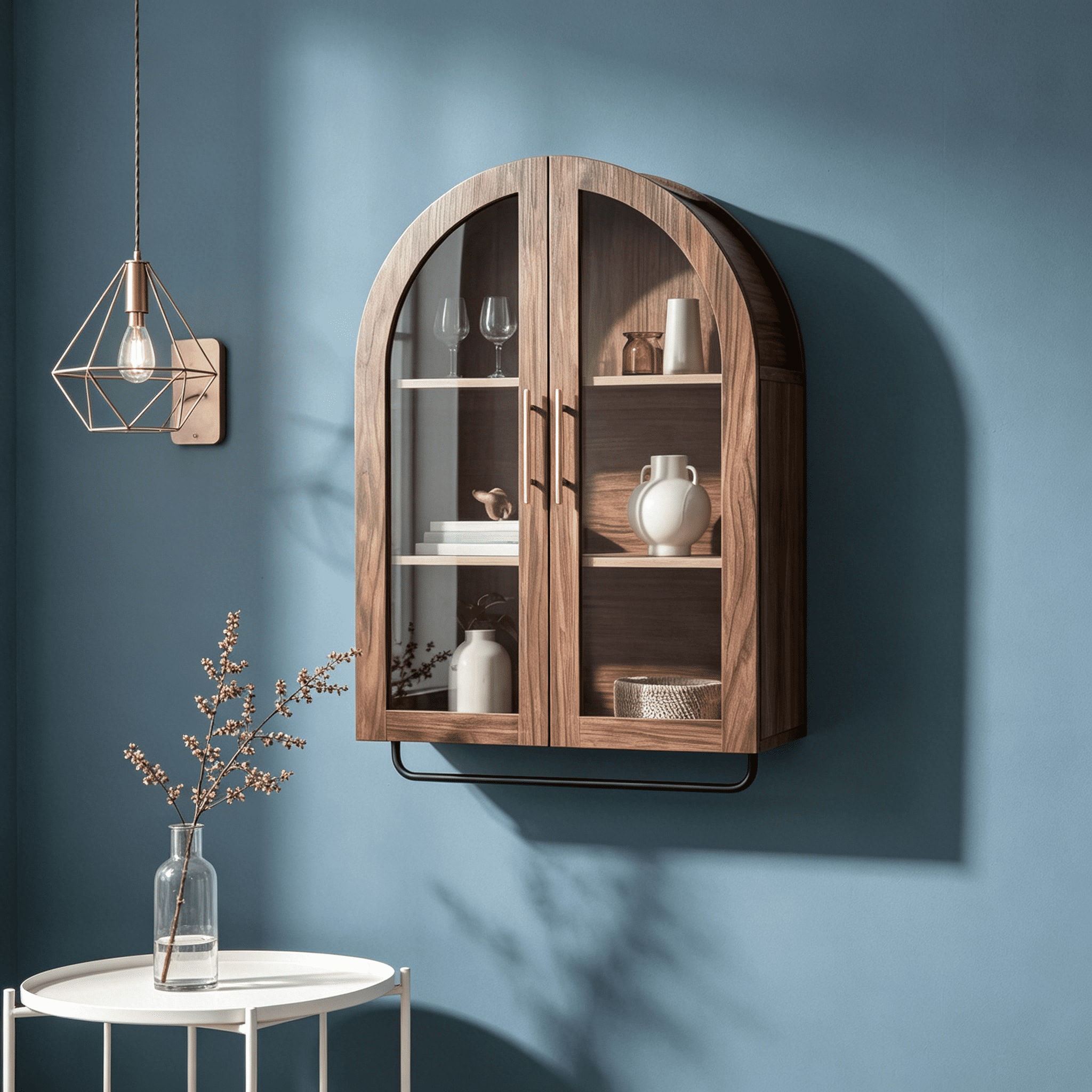 Arched Wall Cabinet, 23.6" Modern Medicine Cabinet with Towel Bar and ...