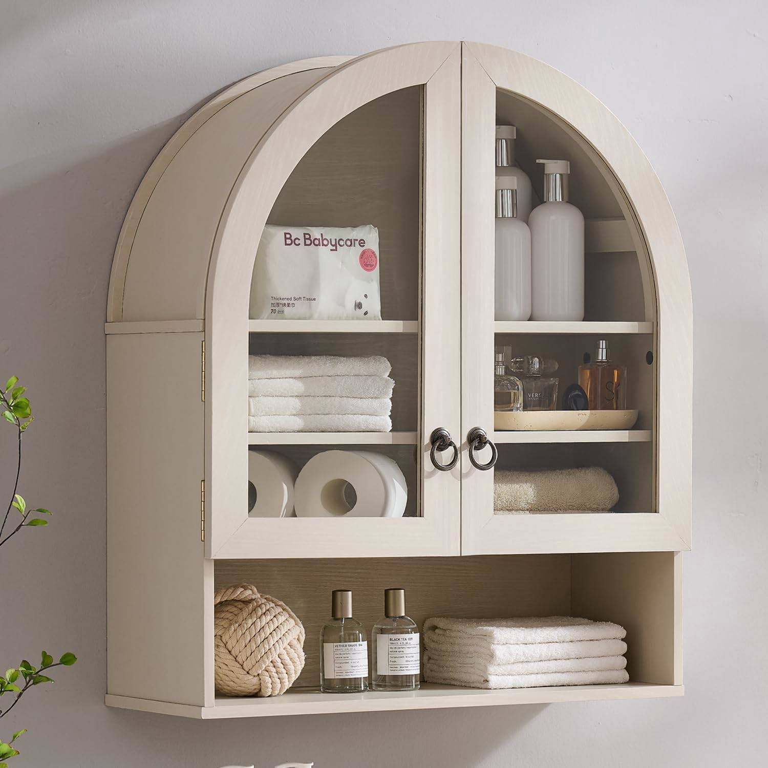 Arched Wall Cabinet, 23.6" Wide Medicine Cabinet with Adjustable ...