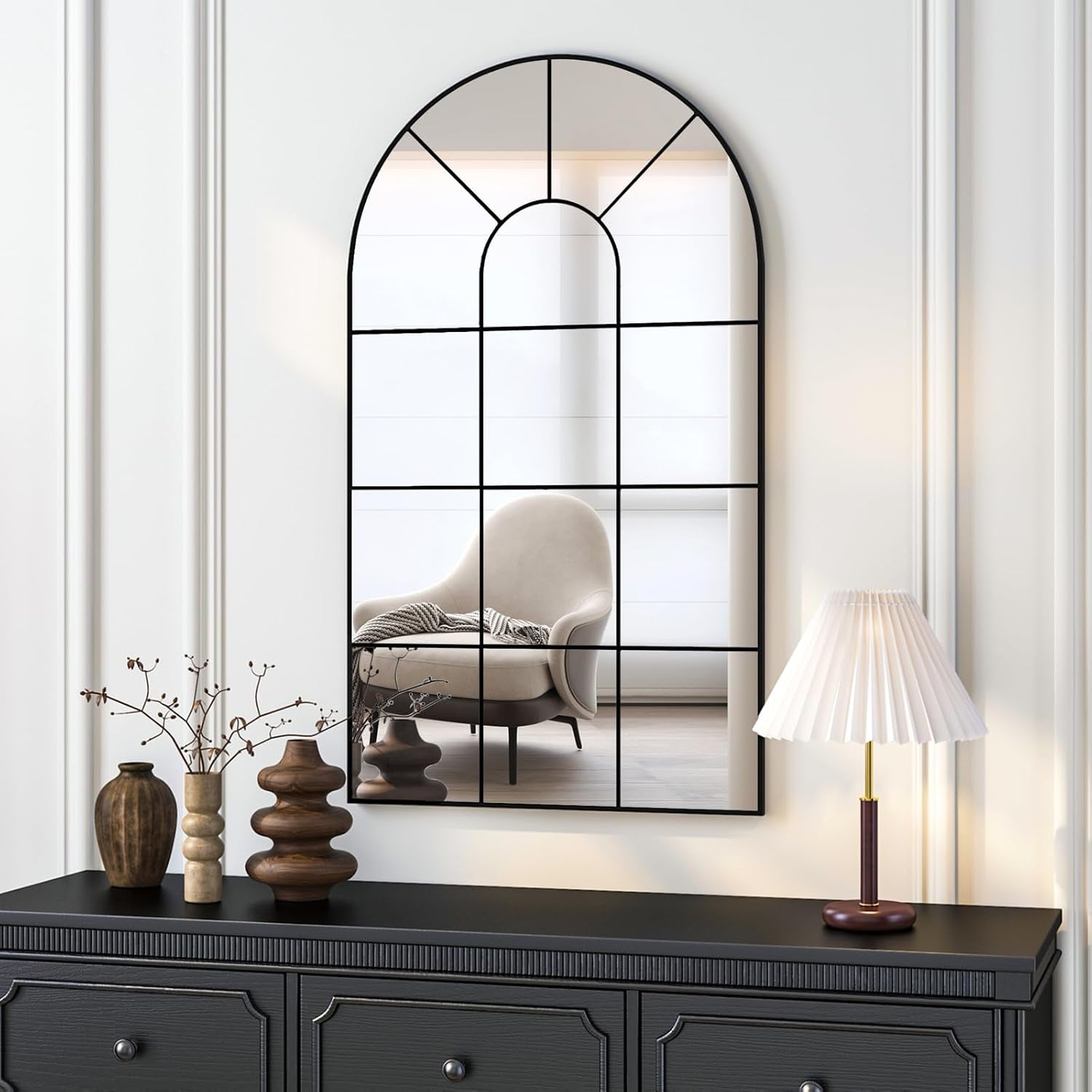 Arched Wall Mirror, 42"x24" Arched Window Mirror Decorative Wall ...
