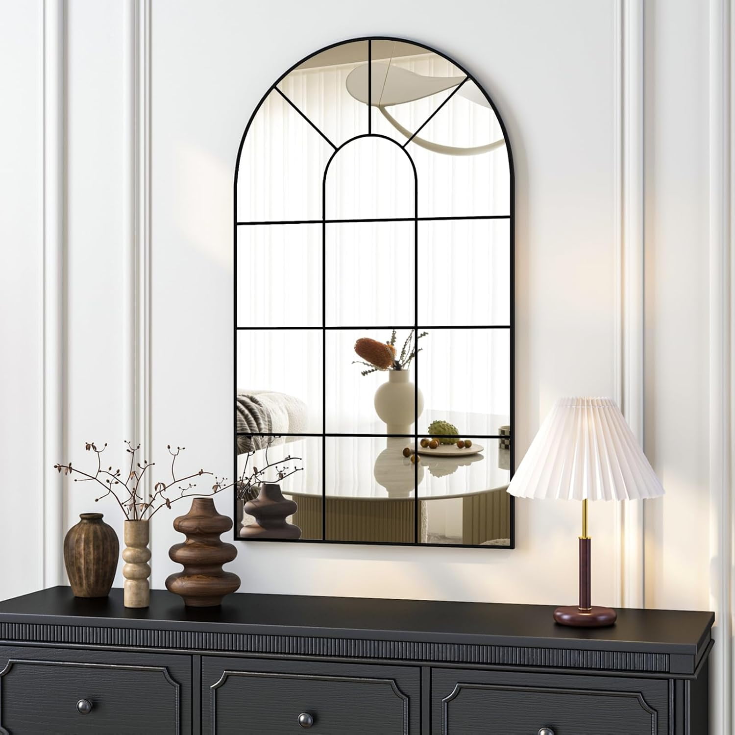 Arched Wall Mirror, 42"x24" Arched Window Mirror Decorative Wall ...