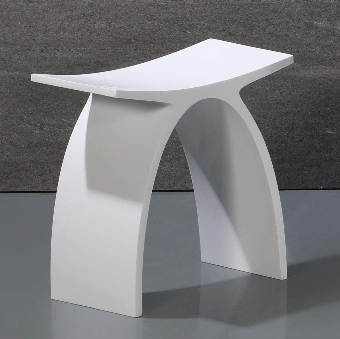 Arched White Matte Solid Surface Resin Bathroom/Shower Stool - Walmart.com