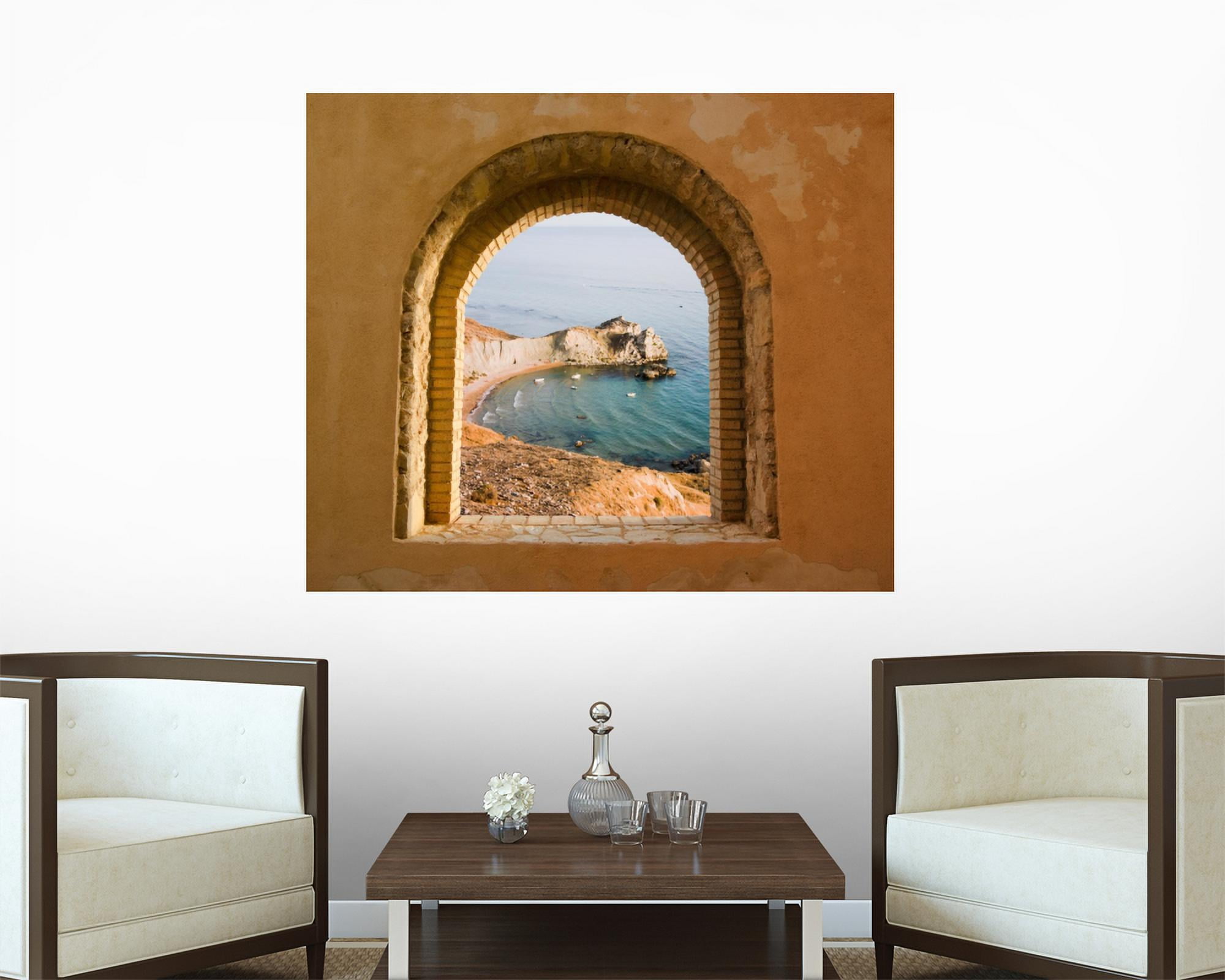 Arched Window Coastal Landscape Wall Mural WM144271 by Wallmonkeys (18 ...