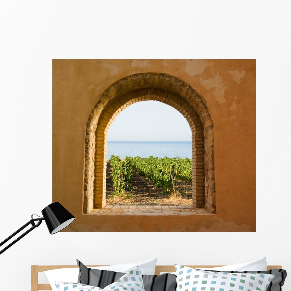 Arched Window Vineyard Wall Mural Decal Sticker, Wallmonkeys Peel ...