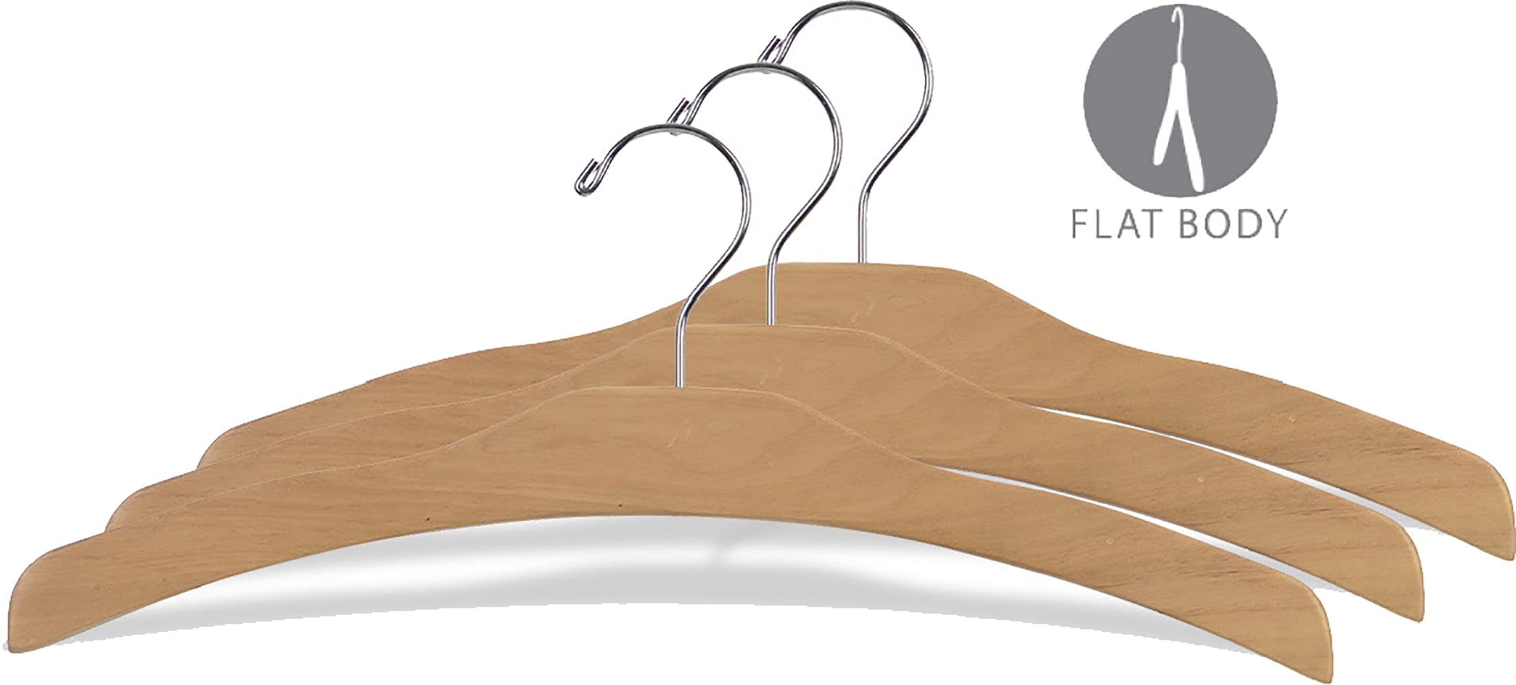 Arched Wood Top Hanger, Box of 25 Space Saving 17 Inch Flat Wooden ...