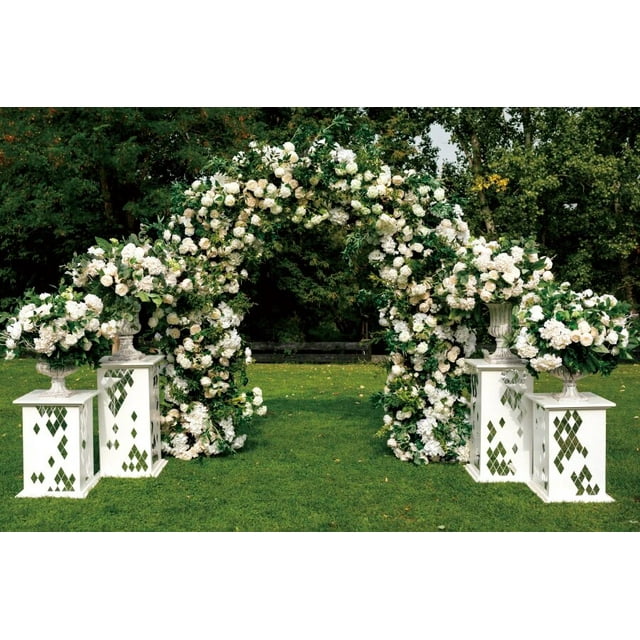 Arched Wreath Wedding Party Backdrop Outdoors Proposal Romance Floral ...