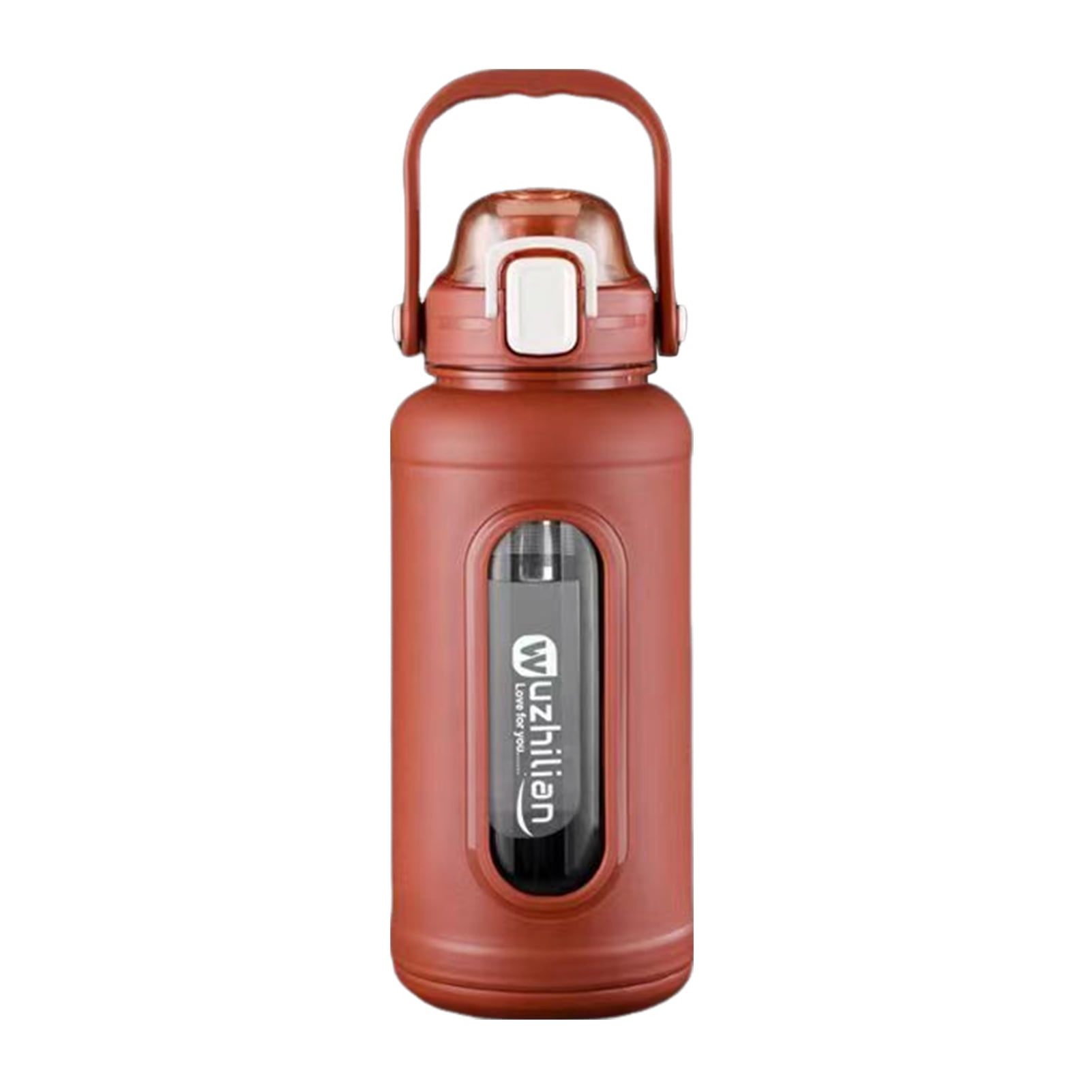 1500ML Glass Drinking Bottle with Straw Handle Stainless Steel Tea ...