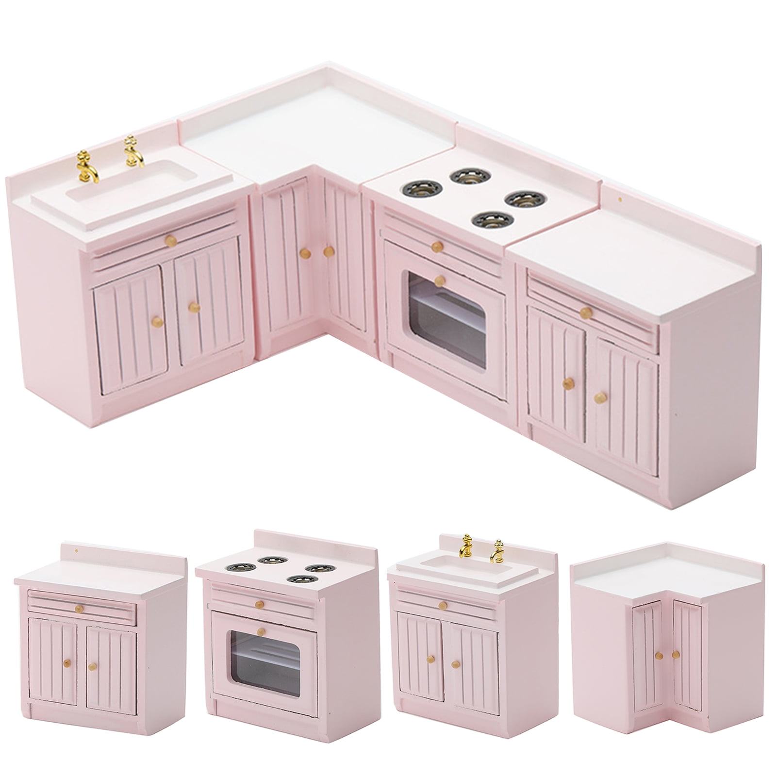 Archer 1/12 Mini Doll House Kitchen Play Cabinets Cooking Table Sink ...