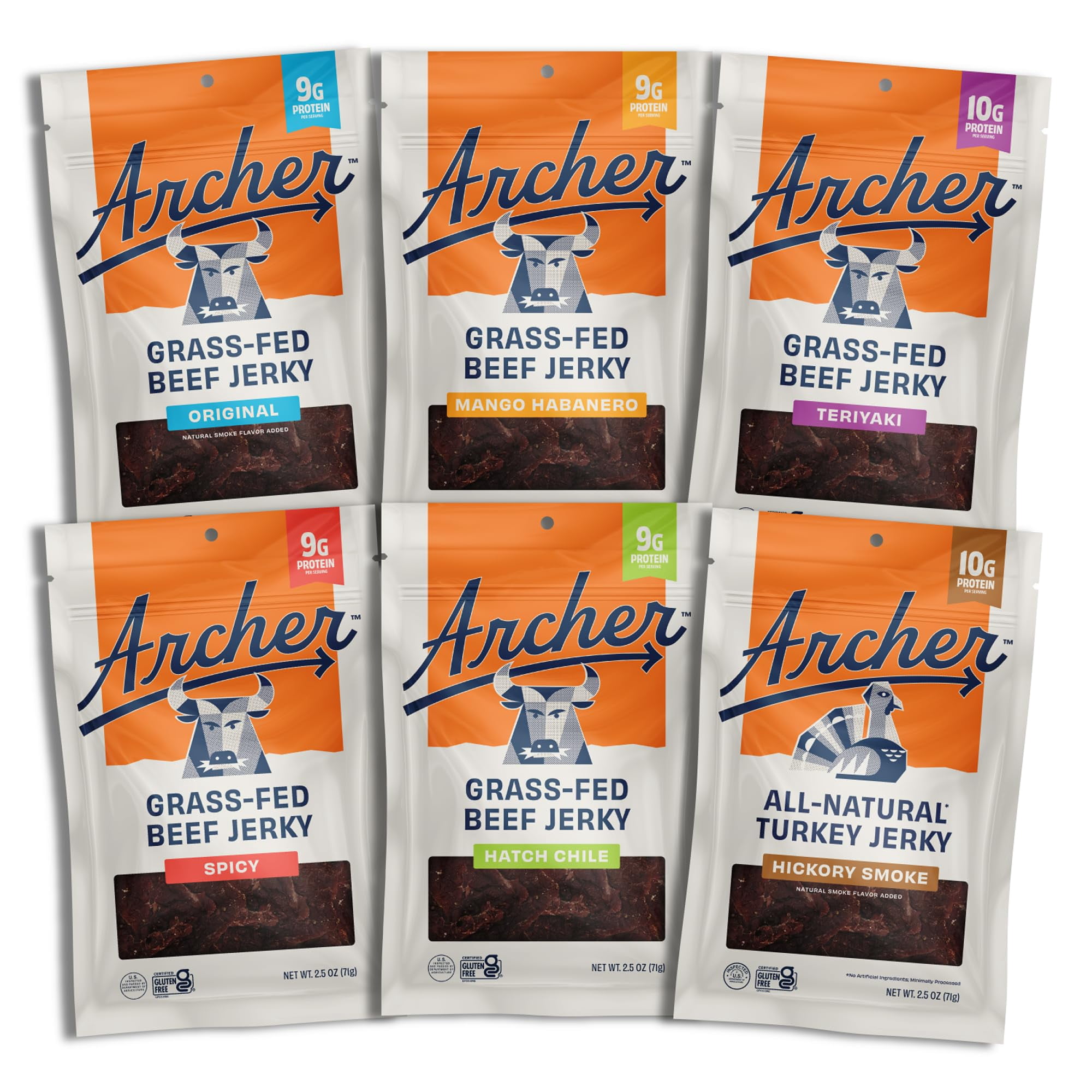 Archer Jerky Grass-Fed Beef Jerky Variety Pack- Beef Snack Packs ...