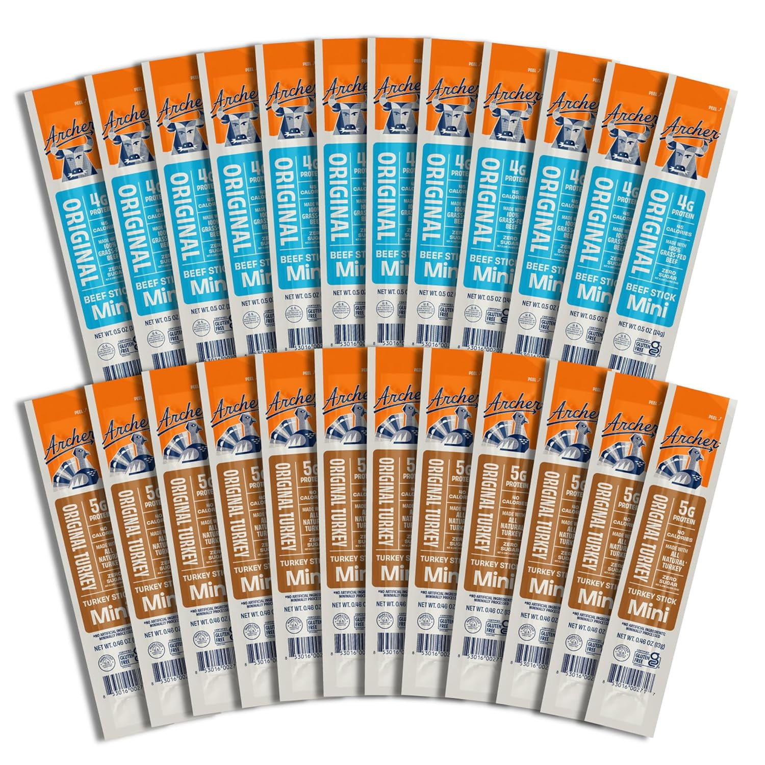 Archer Jerky Mini Beef & Turkey Jerky Sticks - Grass Fed Beef Sticks ...