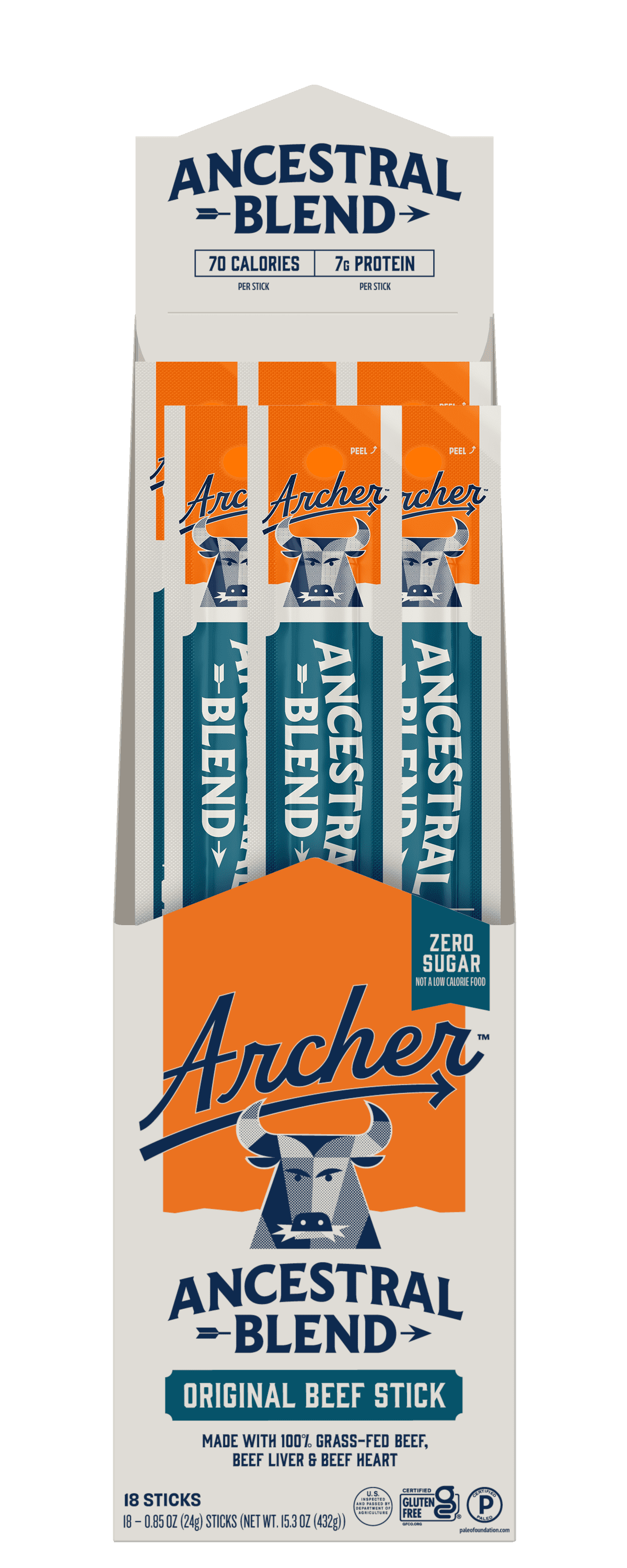 Archer Original Ancestral Blend Beef Sticks, 0.85 oz Each, 18 Count ...