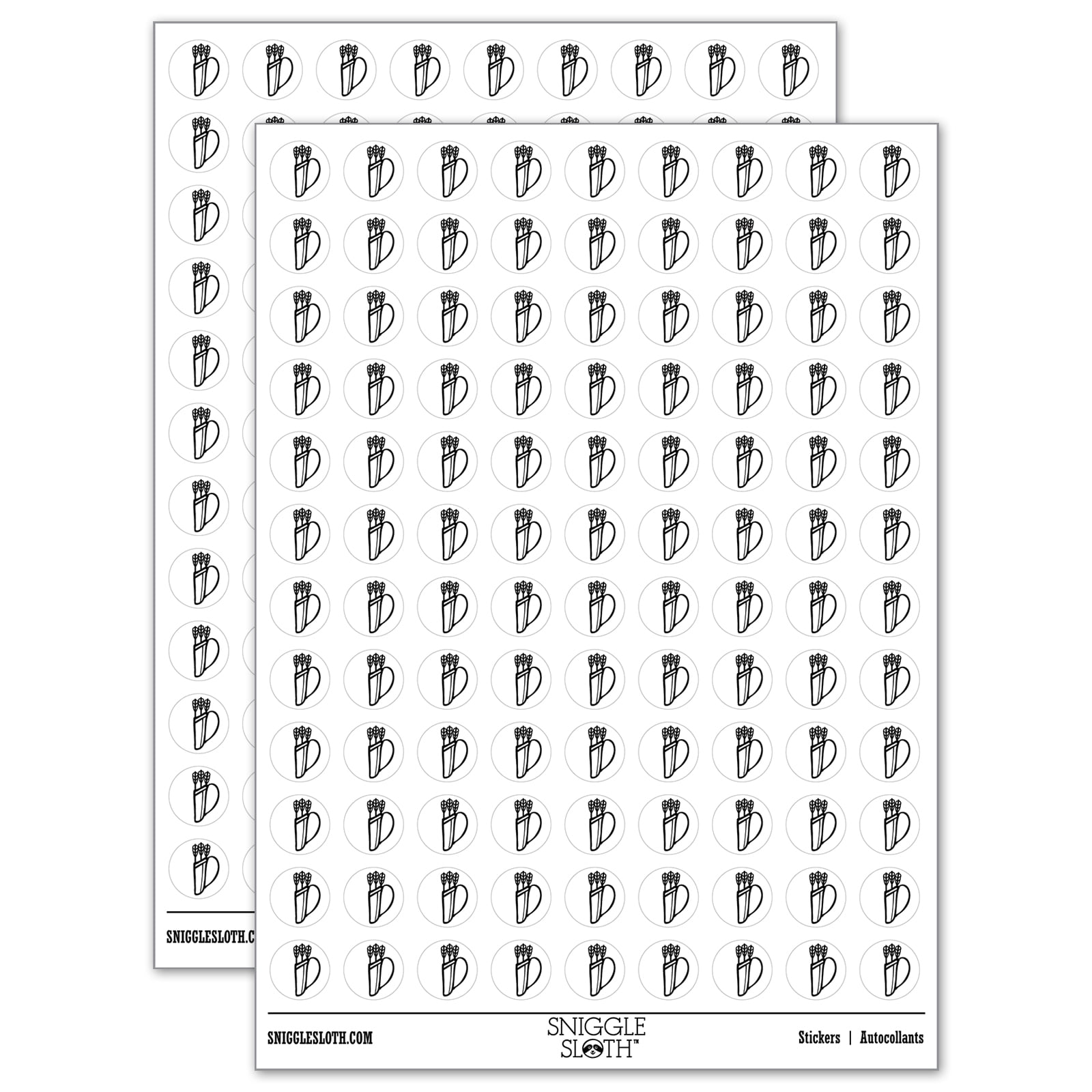 Archer Quiver with Arrows Archery 200+ Round Stickers - White - Gloss ...