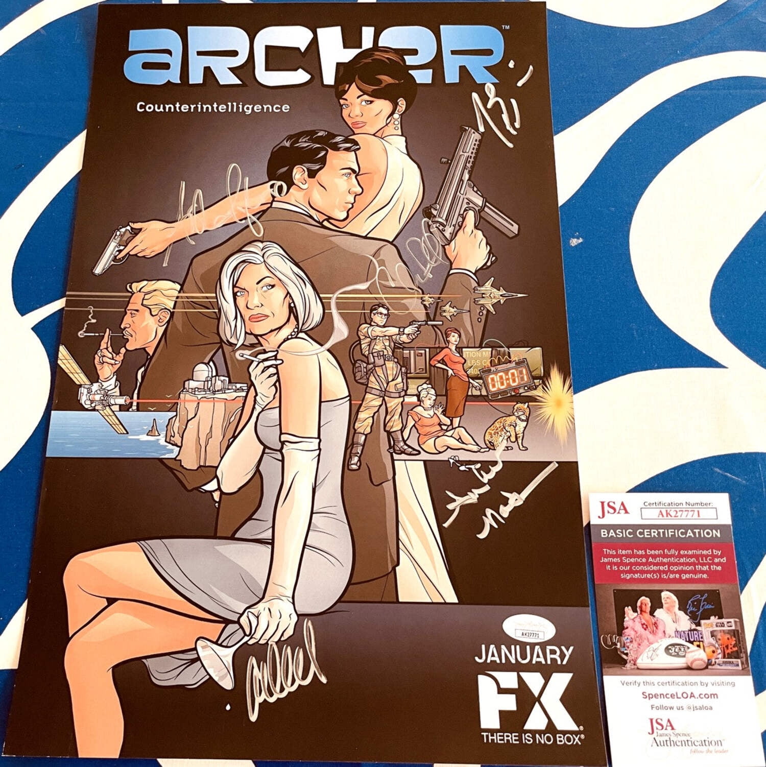Archer cast autographed 2012 Comic-Con poster H. Jon Benjamin Aisha Tyler Amber Nash Chris ...