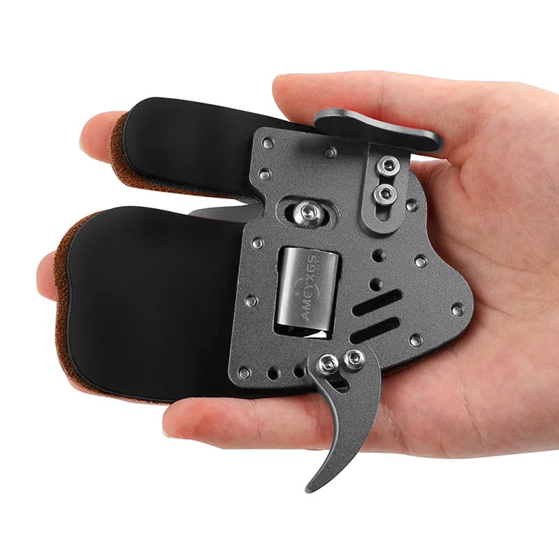 Archery Aluminum Leather Finger Tab Hunting Protector Adjustable Finger ...