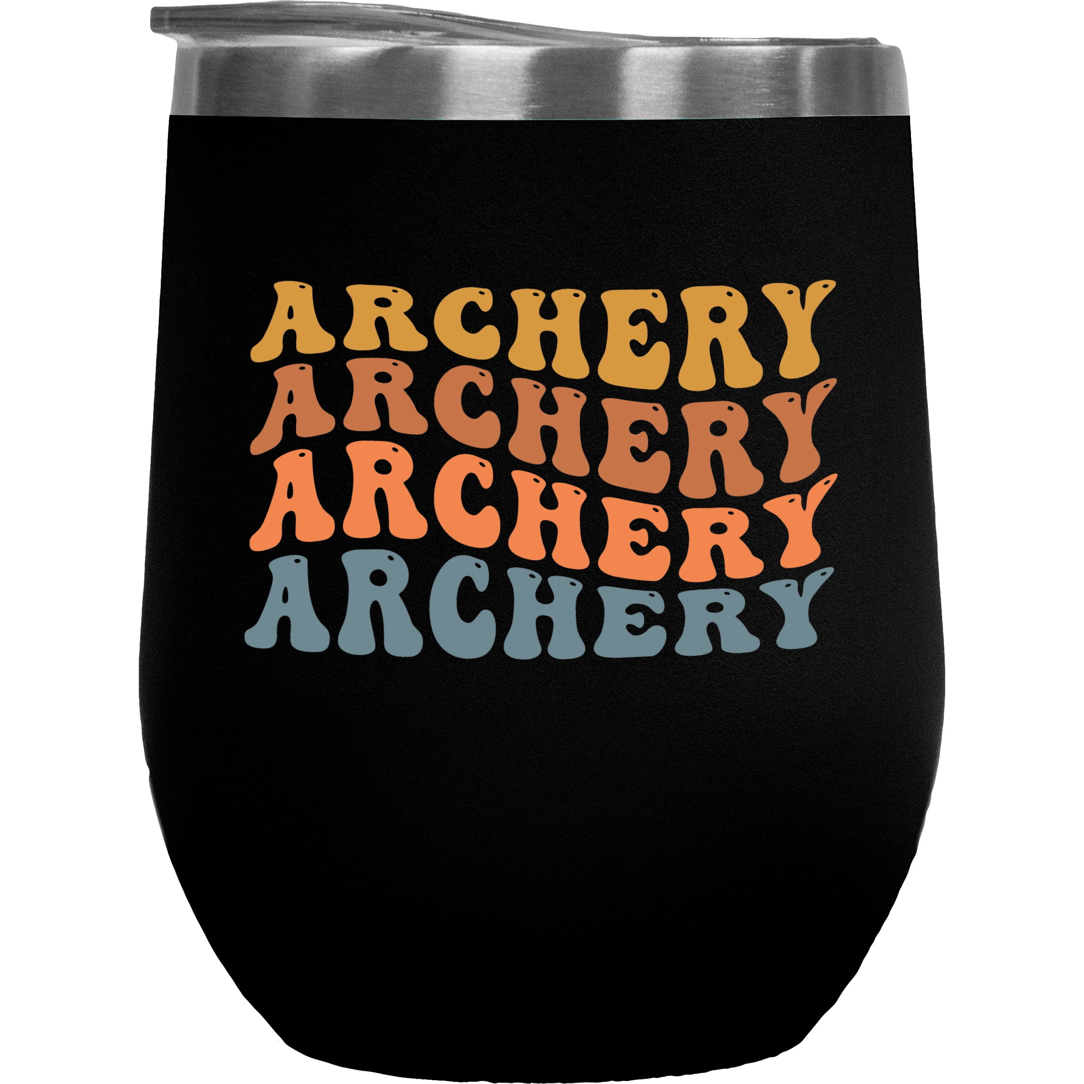 Archery, Archer Themed, Groovy Retro Wavy Text Merch Gift, Black 12oz ...
