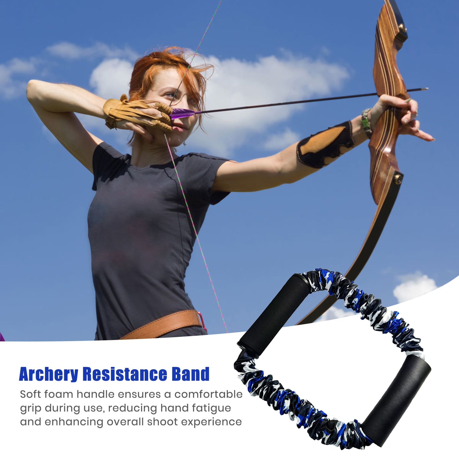 Archery Bow Strength Trainer - 25/45/65 Lbs Resistance Exercise Band ...