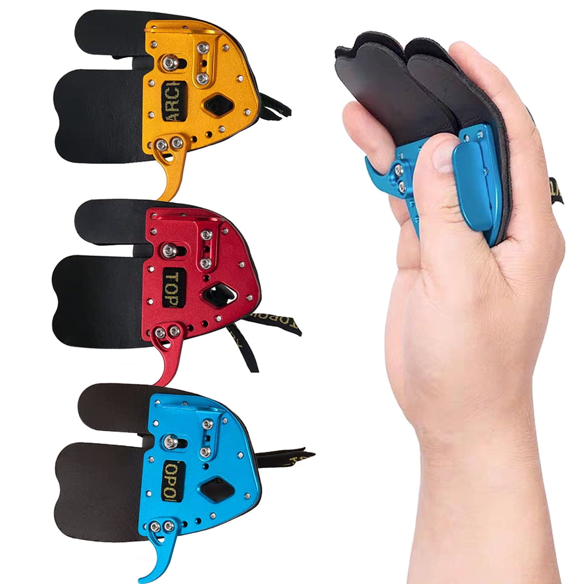 Archery Finger Tab Leather Finger Guard with Aluminum Plate for Recurve ...