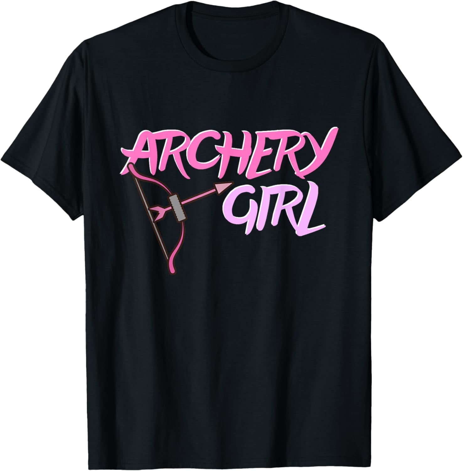 Archery Girl Pink Lettering and Bow Arrow Graphic Design Womens T shirt ...