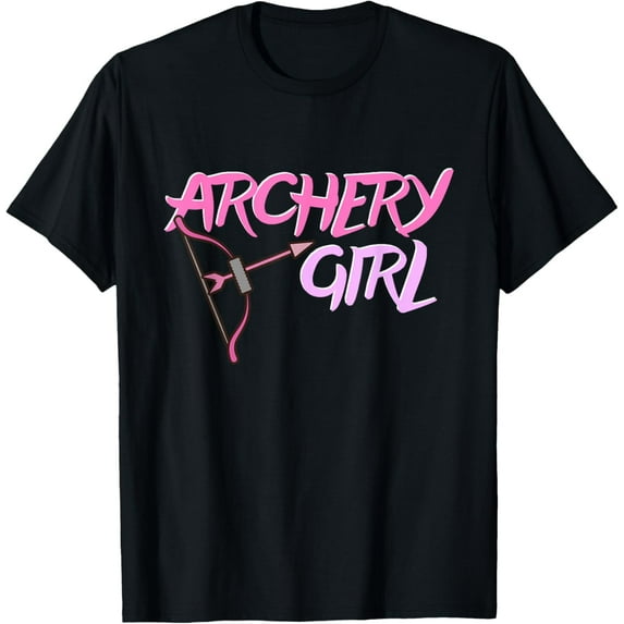 Archery Girl Pink Lettering and Bow Arrow Graphic Design Womens T shirt ...