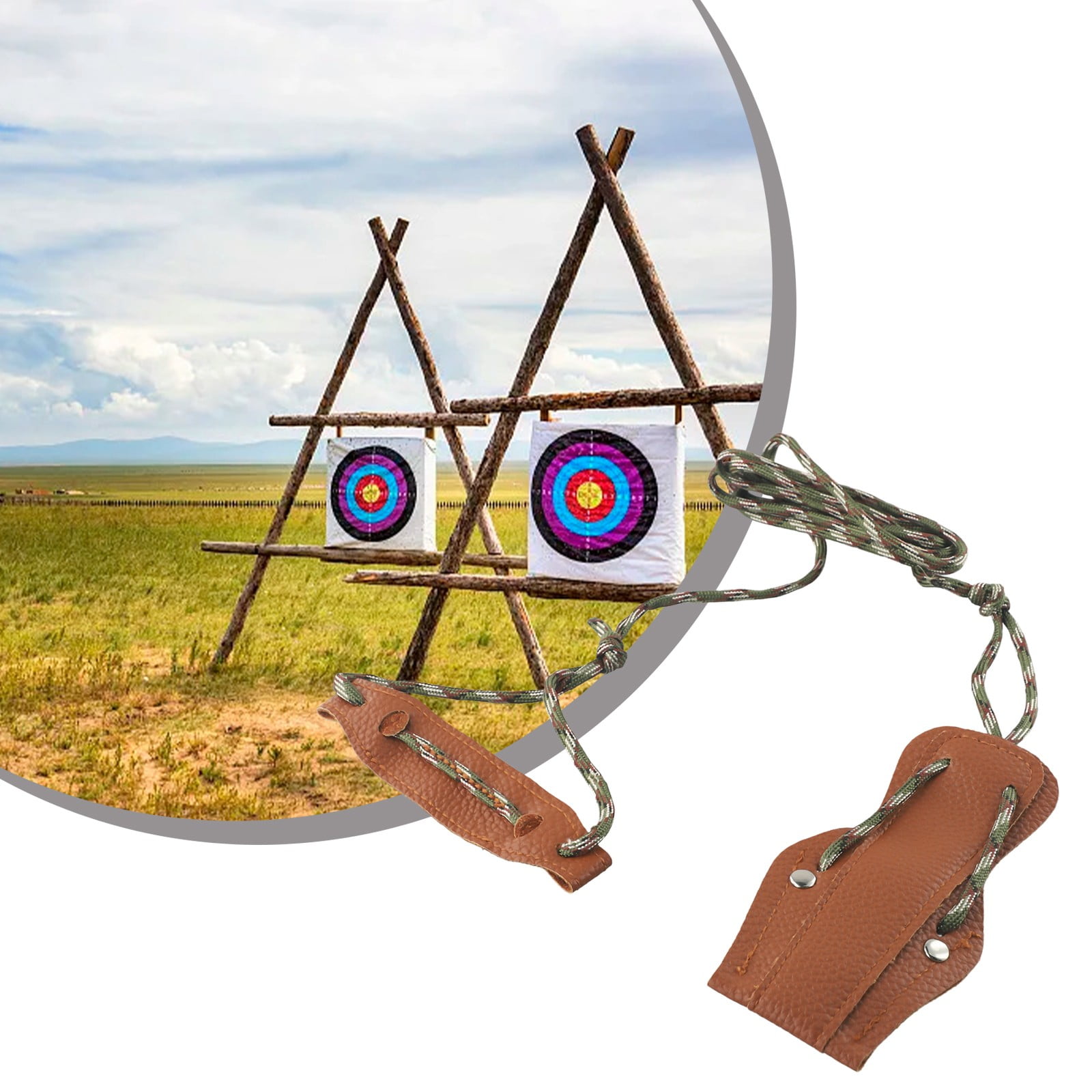 Archery Leather Bow Stringer Rope Install Tool Recurve Bow Longbow Bowstringer - Walmart.com