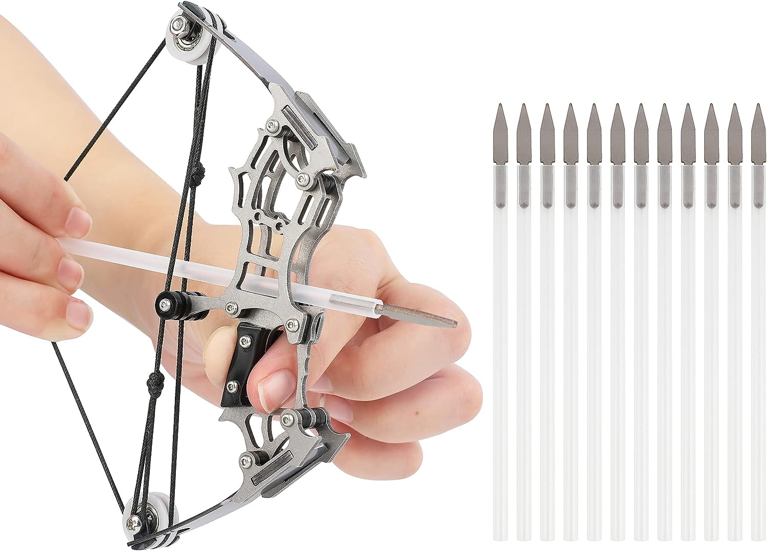 Archery Mini Compound Bow and Arrow Set Mini Pocket Bow Survival Bow Right Left Hand for Target ...