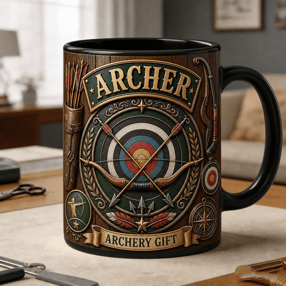 Archery Mug 3D Effect Archer Gift for Bow Hunting and Target Practice ...