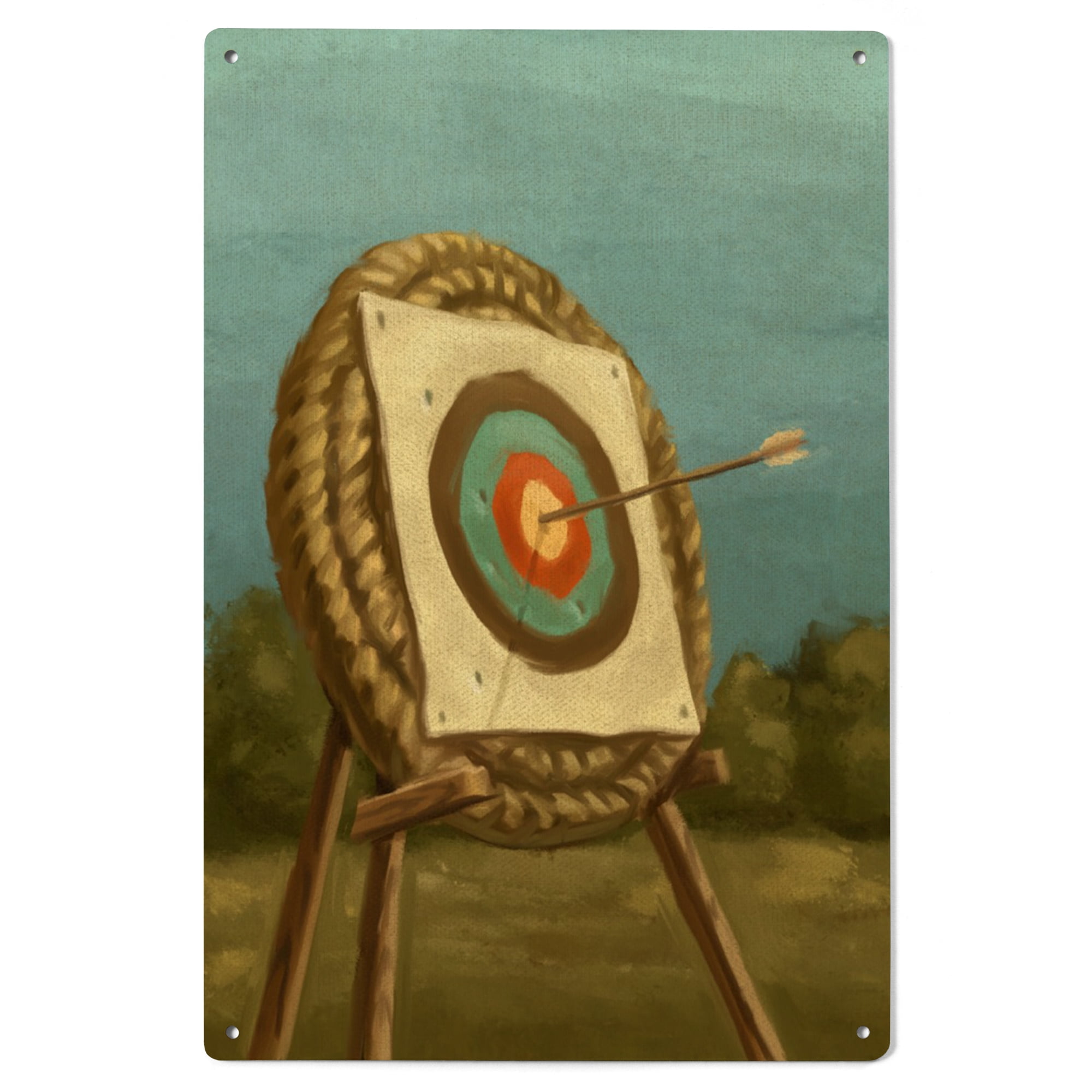 Archery, Oil Painting Birch Wood Wall Sign (6x9 Rustic Home Decor ...