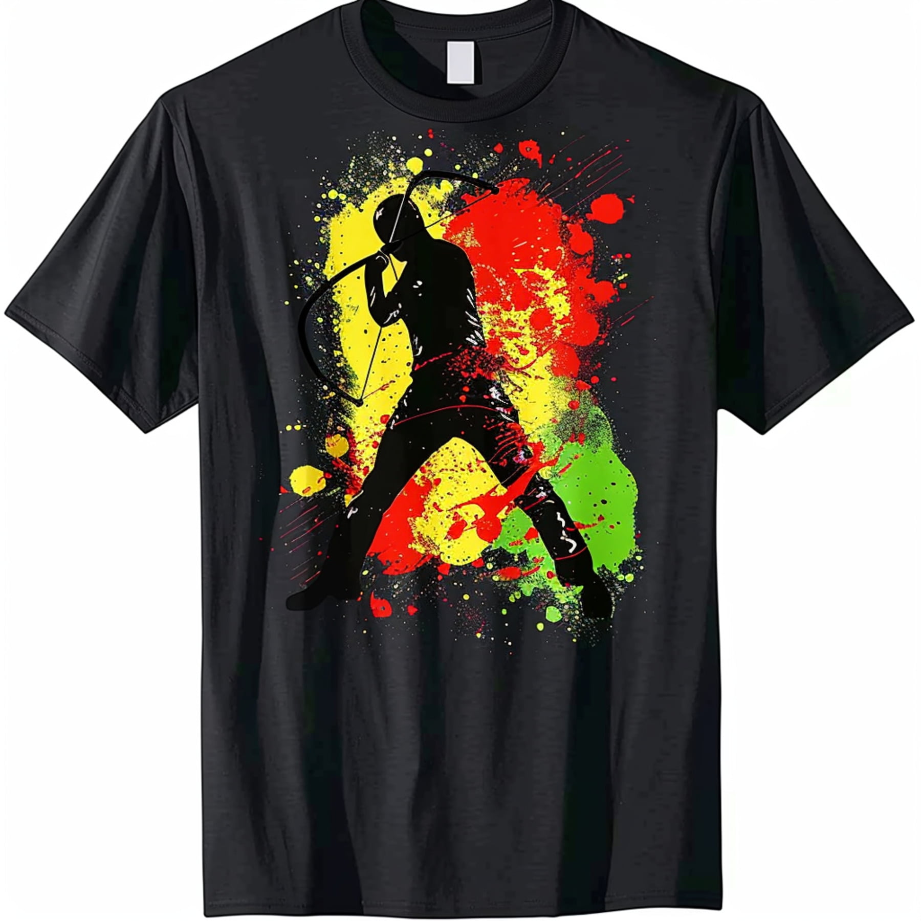 Archery Player Silhouette Splatter Paint Design RetroInspired Jackson Pollock & Roy Lichtenstein ...