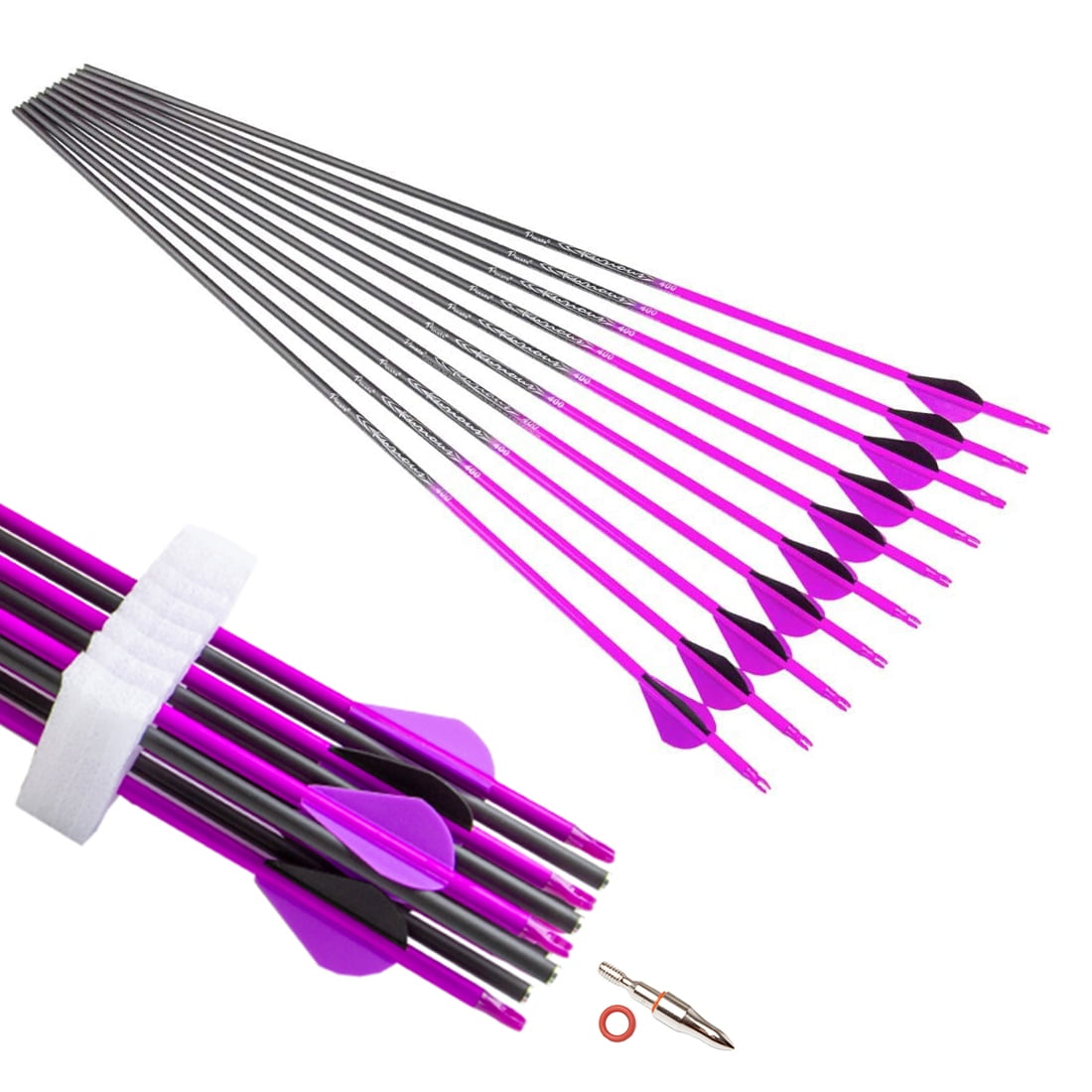 Archery Purple Carbon Arrow 30 inch 300 400 Spine Practice Hunting ...
