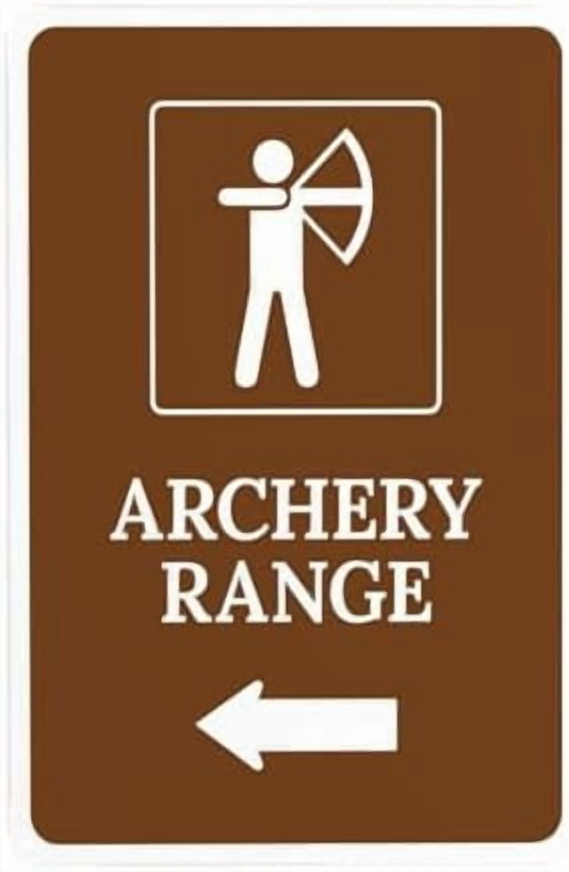 Archery Range With Left Arrow And Symbol Warning Sign, Guide Security ...