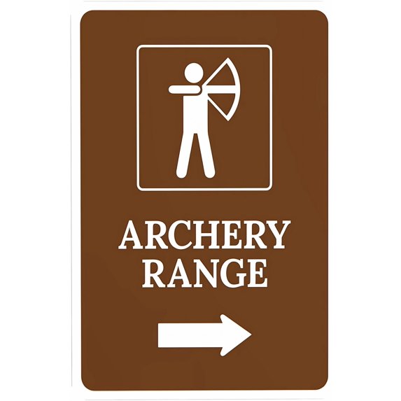 Archery Range with Right Arrow and Symbol Warning Metal Sign 12 x 8 Inches - Guide Security Sign ...